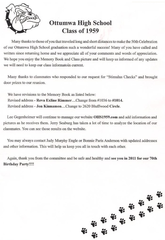 Class Reunion Interest Letter